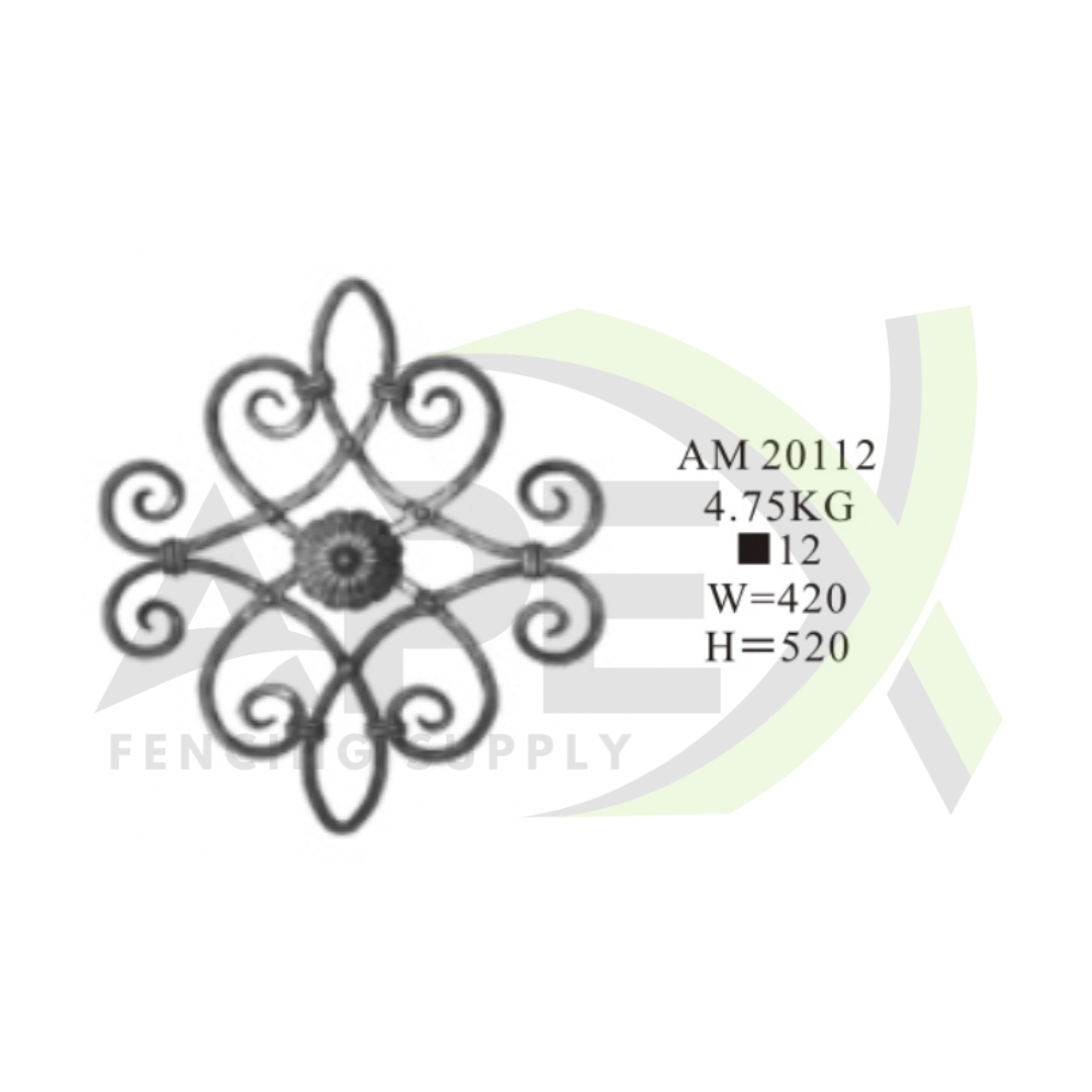 Steel Rosette W=420 H=520 — Apex Fencing Supply